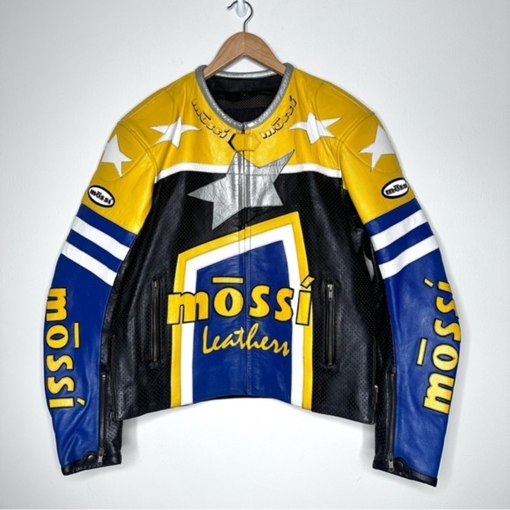 Vintage Mossi Motorsports Leather Motorcycle Jacket 44 - Gem